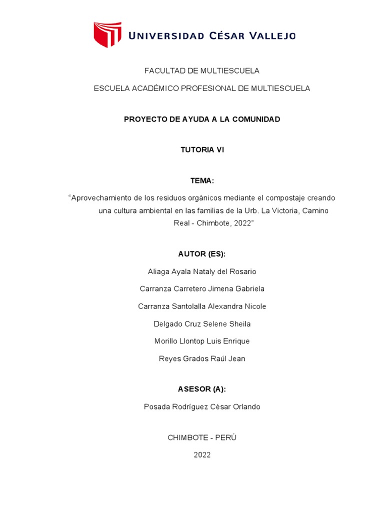 Informe Final Tutoría Vi | PDF | Residuos | Vertedero