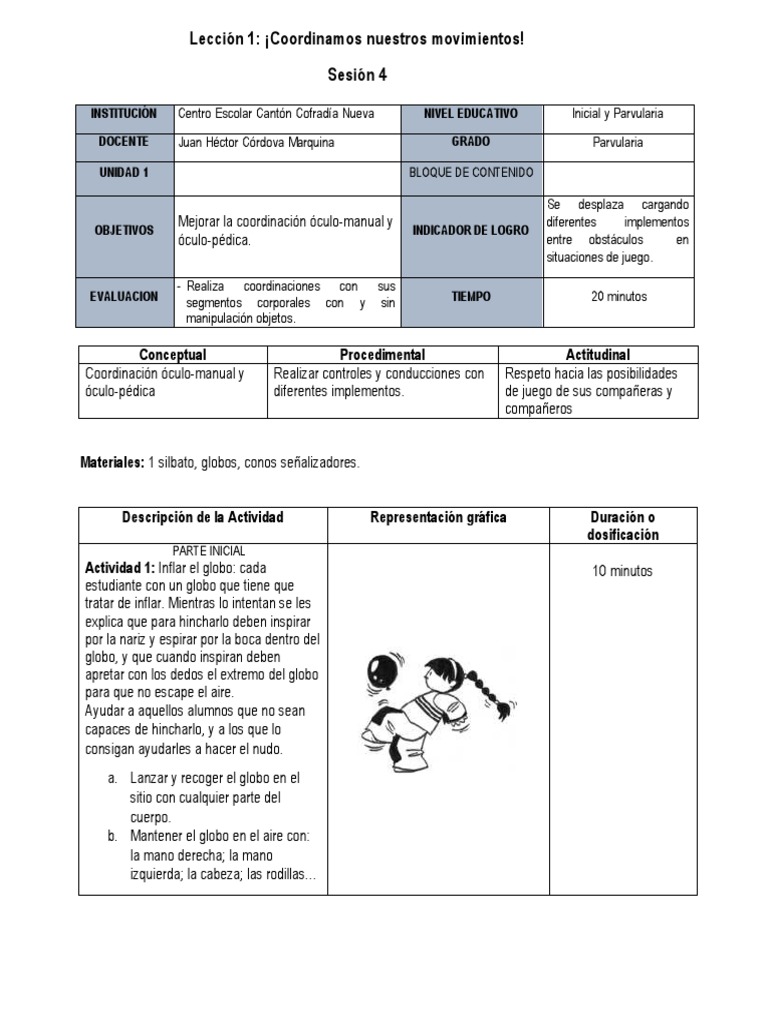 Parv L1 S4 Coordinacion Oculo-Manual-Pédica | PDF