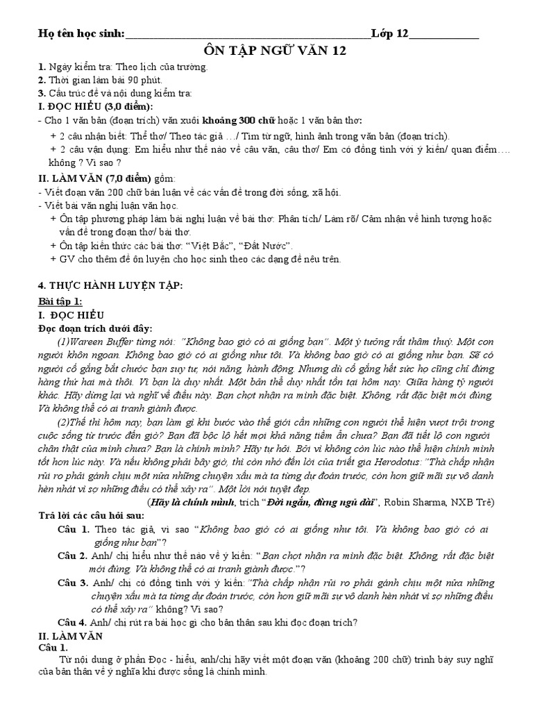 De Cuong Van 12 | PDF