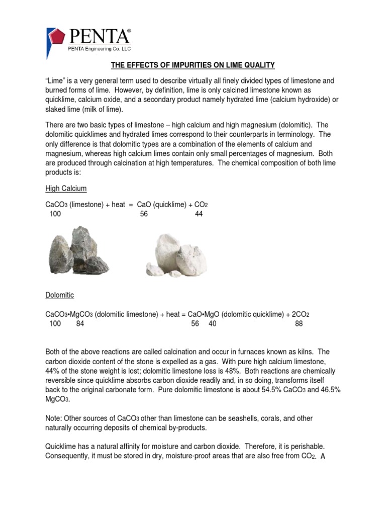 Effects of Impurities On Lime Quality | PDF | Oxide | Calcium