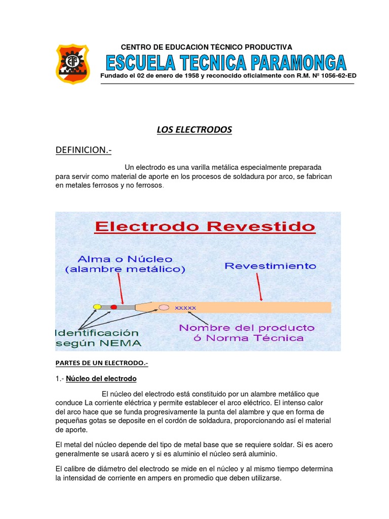 Características y partes de electrodos | PDF | Soldadura | Construcción
