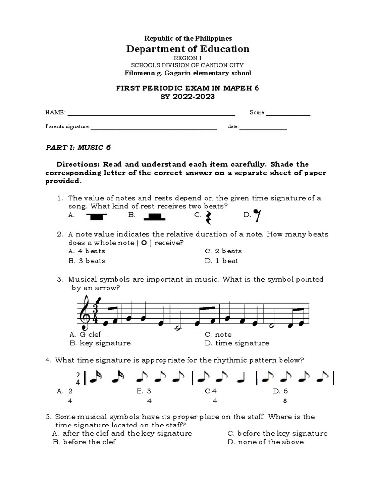 Mapeh 6 Q1 Sy 2022-2023 | PDF | Icon (Computing) | Health Sciences