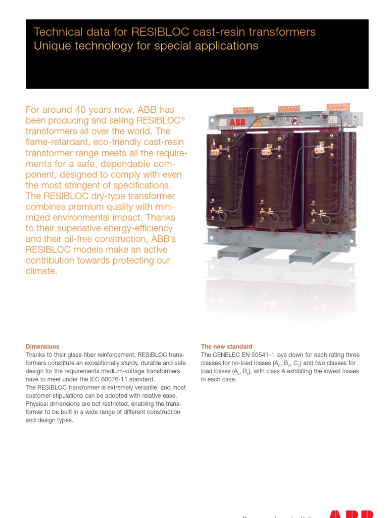 Data Sheet Resibloc | PDF | Transformer | Electrical Engineering