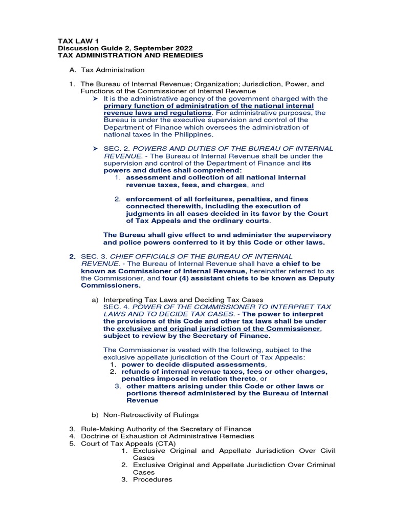 An In-Depth Analysis of Tax Administration and Remedies Under ...