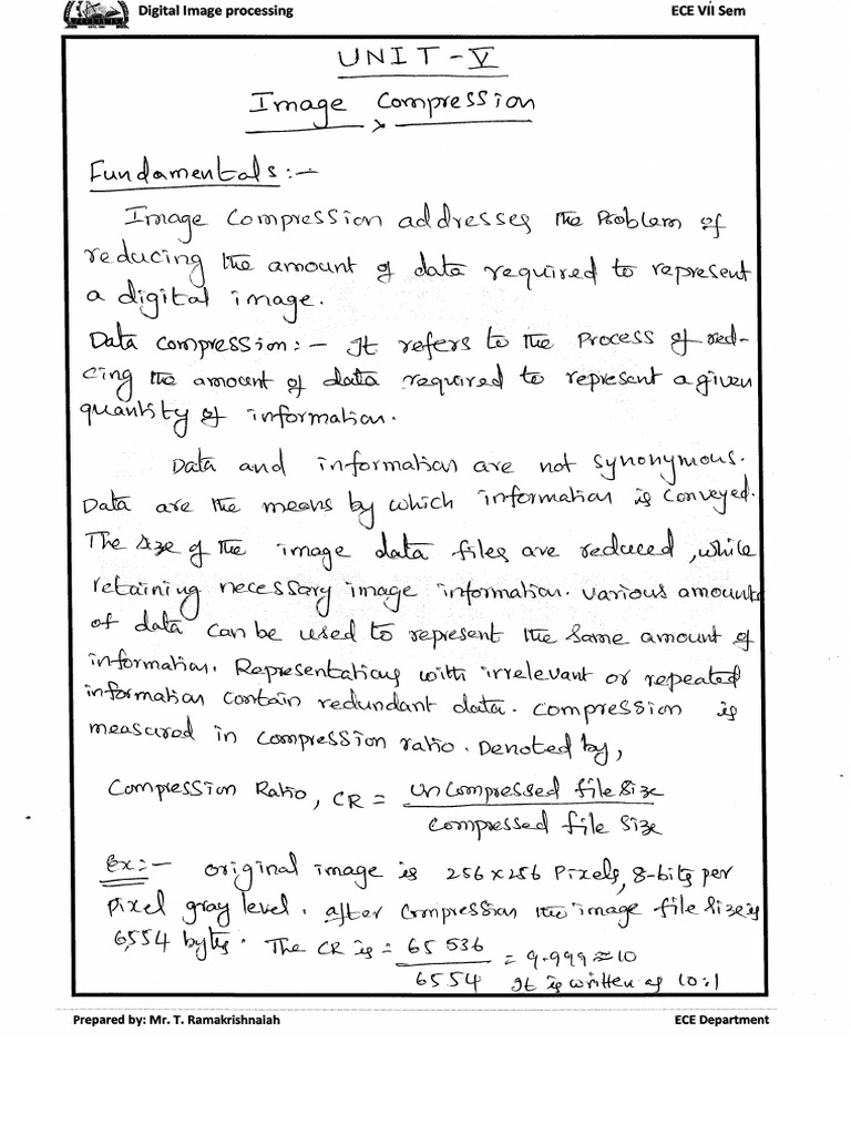 Dip Unit V Image Compression | PDF