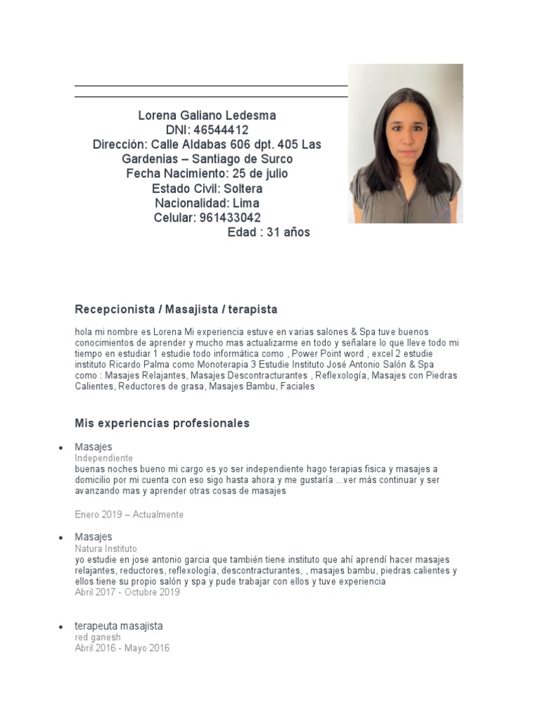 CV Lorena Galiano | PDF | Office Suites para Windows | Suites de oficina