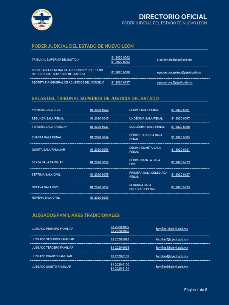 Directorio Poder Judicial Nuevo León | PDF | Instituciones ...