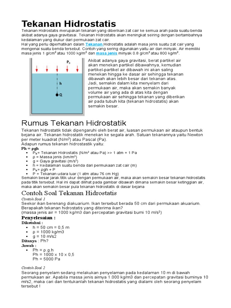 Tekanan Hidrostatis | PDF