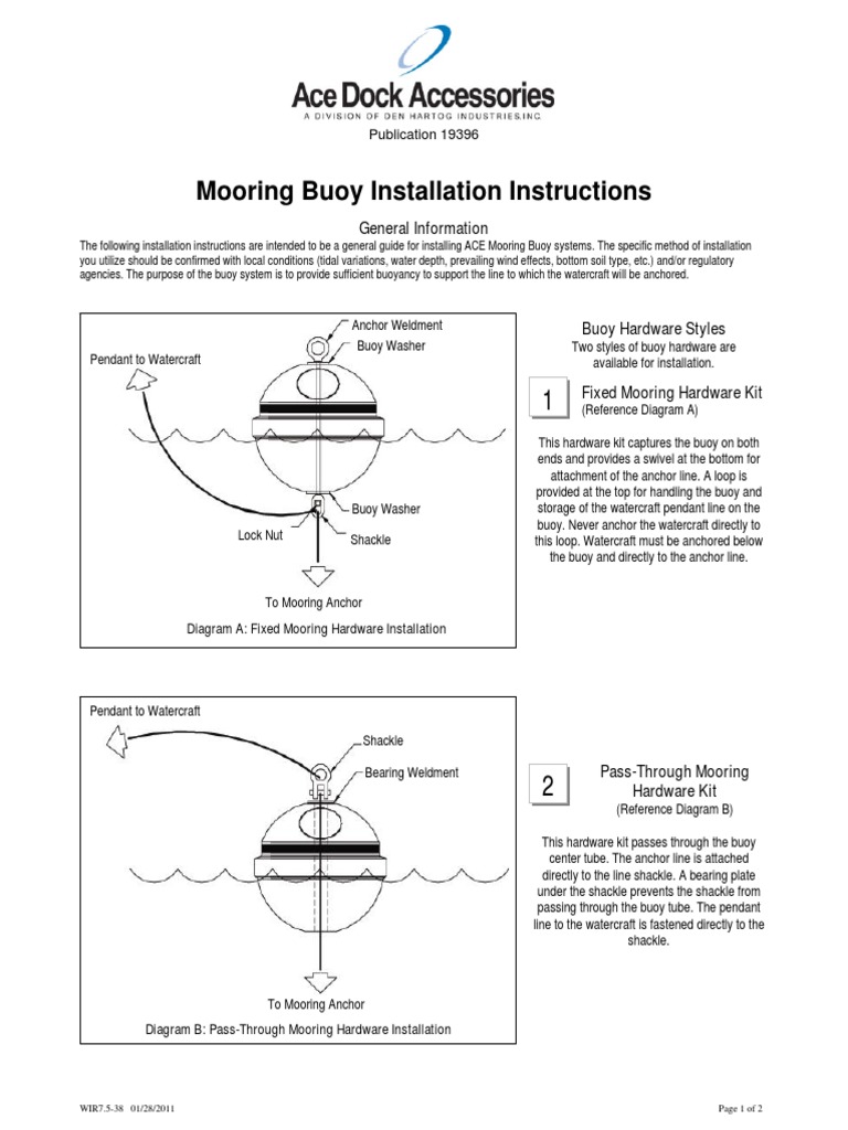 WIR7.5 38 Publication 19396 Mooring Buoy Installation Instructions ...
