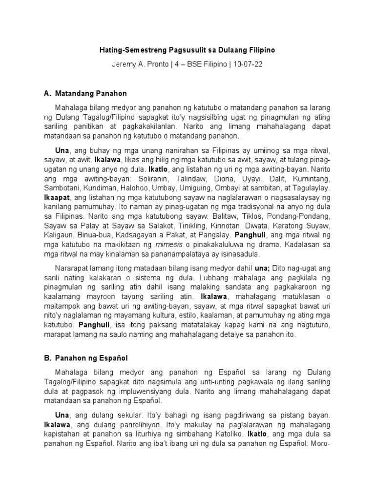 Dulaang Filipino (Midterm) | PDF