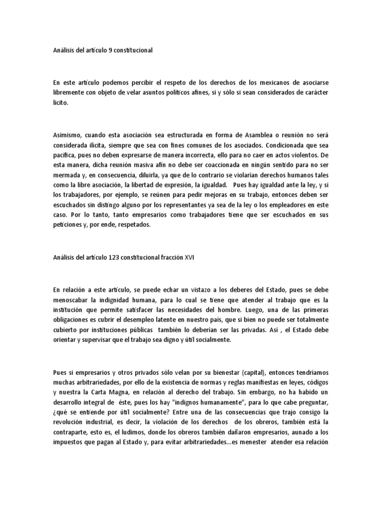 Análisis Del Artículo 9 Constitucional | PDF | Constitución | Estado ...