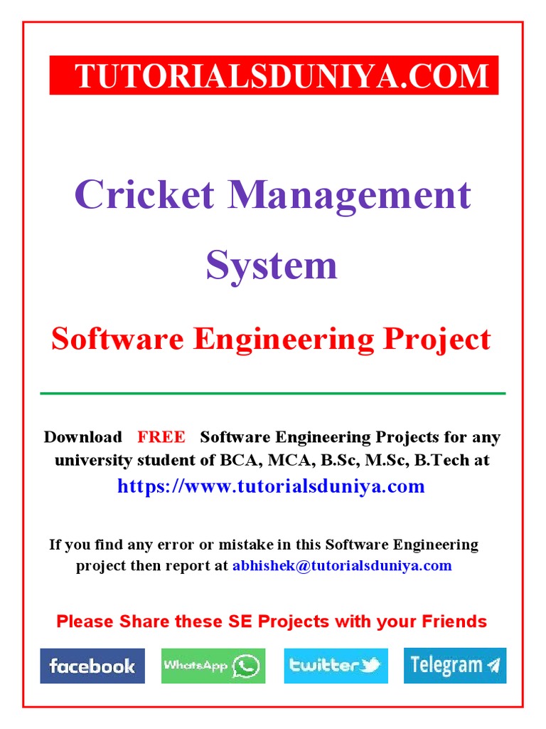 Cricket Management System - TutorialsDuniya | PDF | Databases | Computer Program