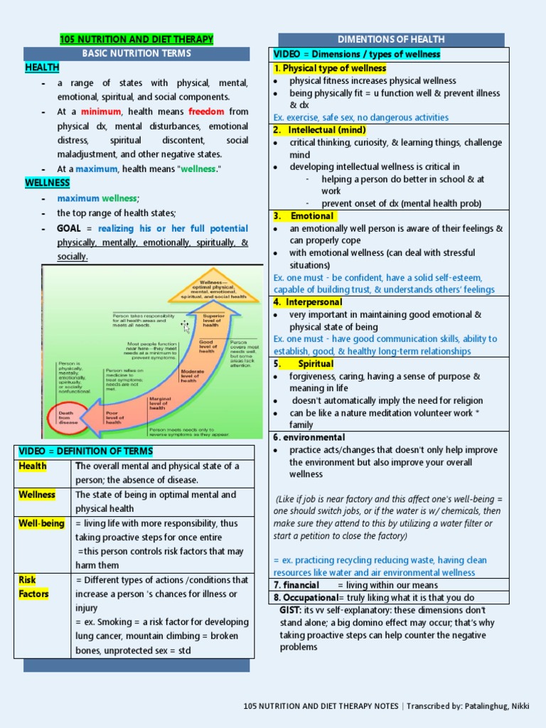 Notes 105 Nutrition and Diet Therapy | PDF | Carbohydrates | Nutrients