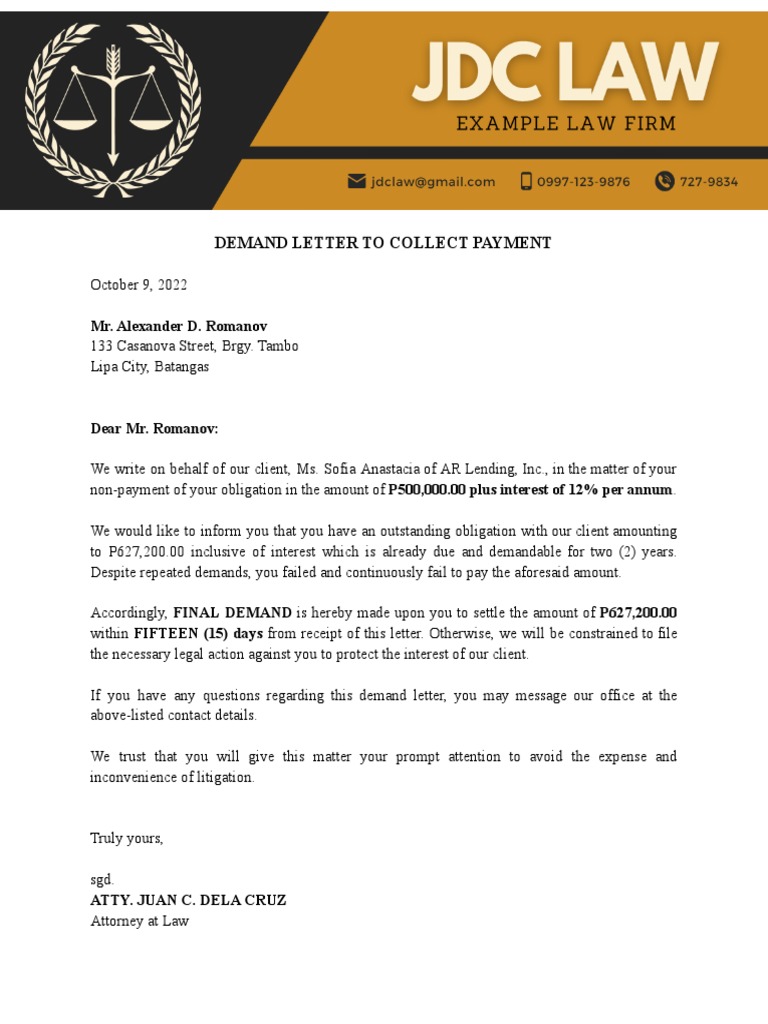 Demand Letter Example | PDF