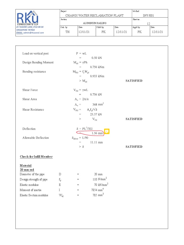 Deflection of Vertical Pipe | PDF