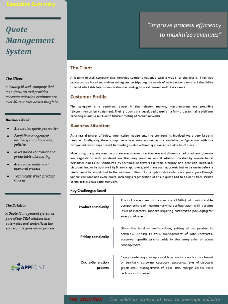 Quote Management System | PDF | Supply Chain Management | Customer ...