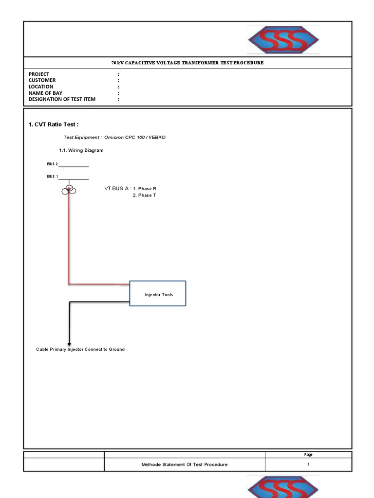 Test Procedure CVT Bus 1 Phase R & T | PDF | Transformer | Electrical ...