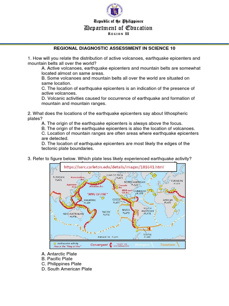 Science 10 - Test Questionnaire | PDF | Plate Tectonics ...