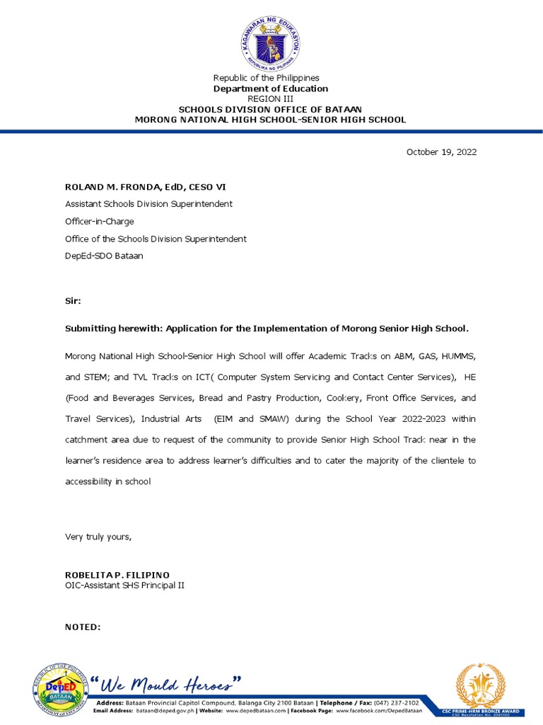 SHS Application Part 1 | PDF