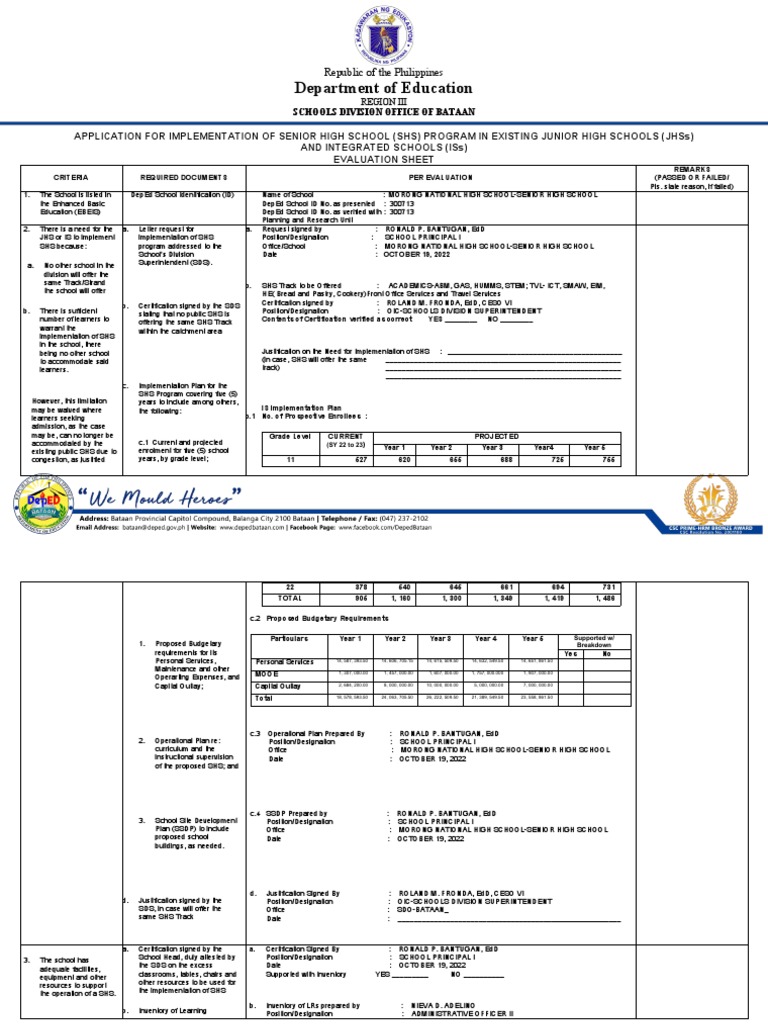 SHS Application Checklist | PDF