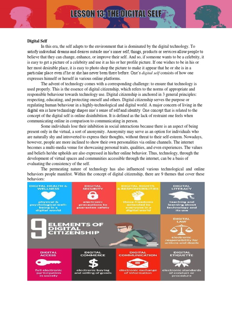 Lesson 13 The Digital Self | PDF | Identity (Social Science) | Social Media