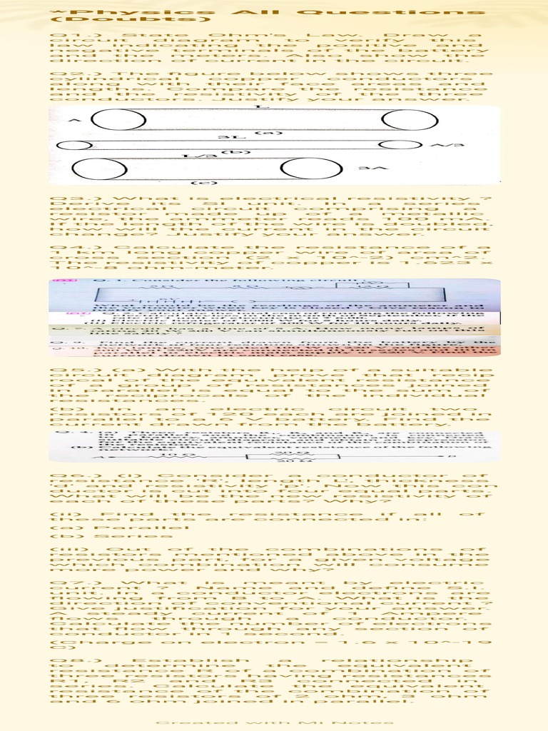 Physics All Questions (Doubts) of L-12 Electricity | PDF