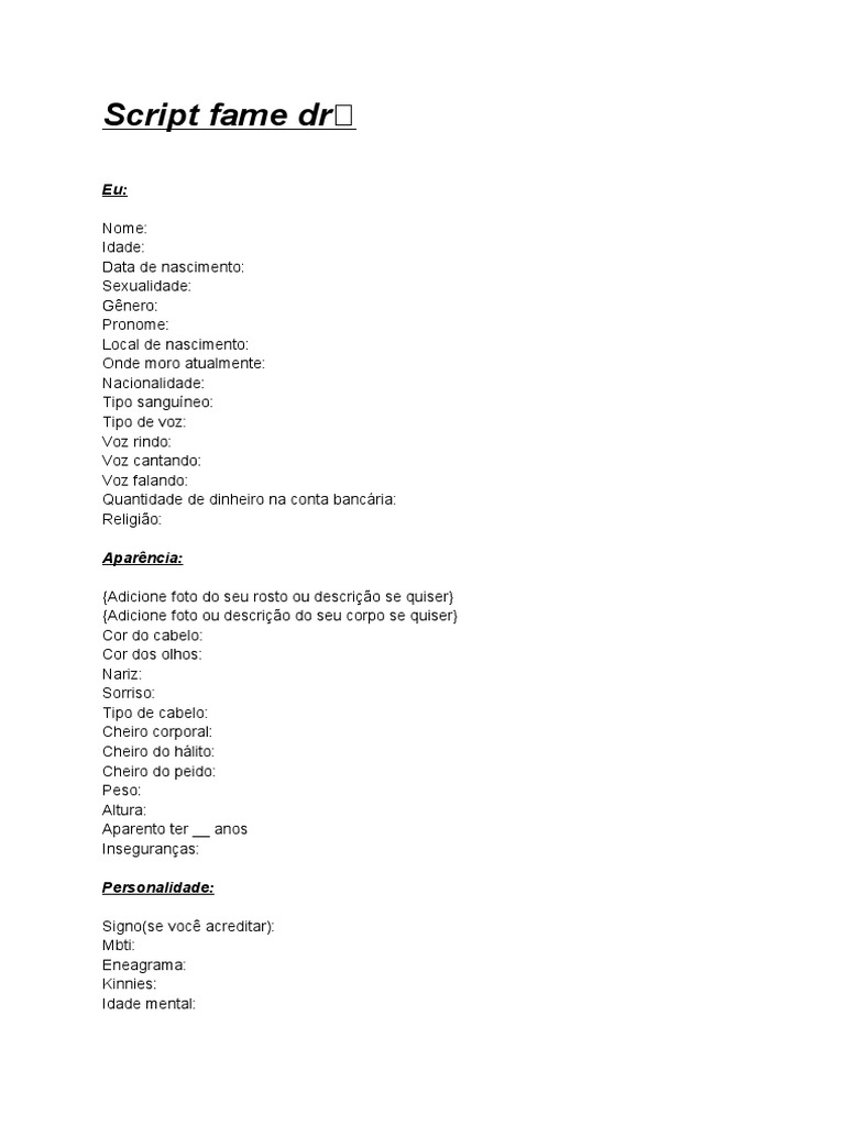 Scrip Fame DR | PDF | Carreira e Crescimento