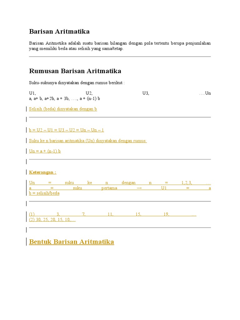 Barisan Aritmatika | PDF | Metode & Bahan Ajar