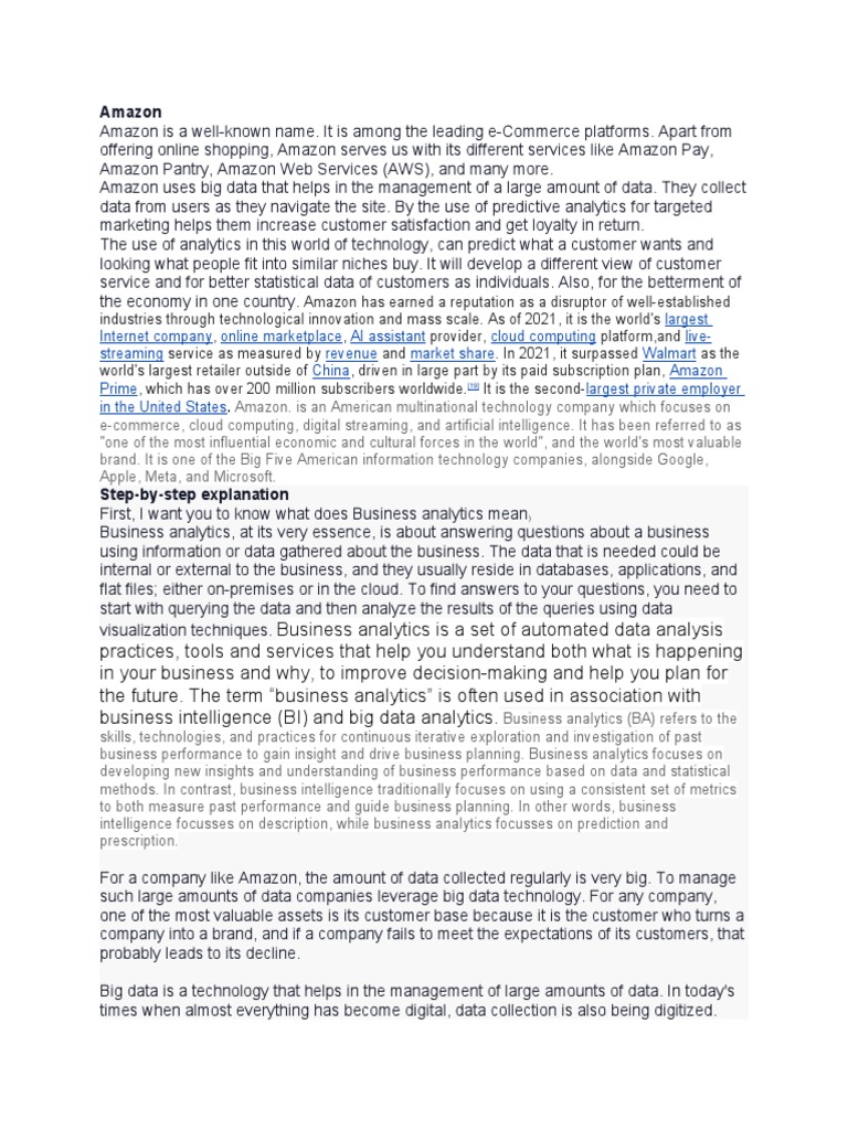 Amazon | PDF | Analytics | Business Intelligence