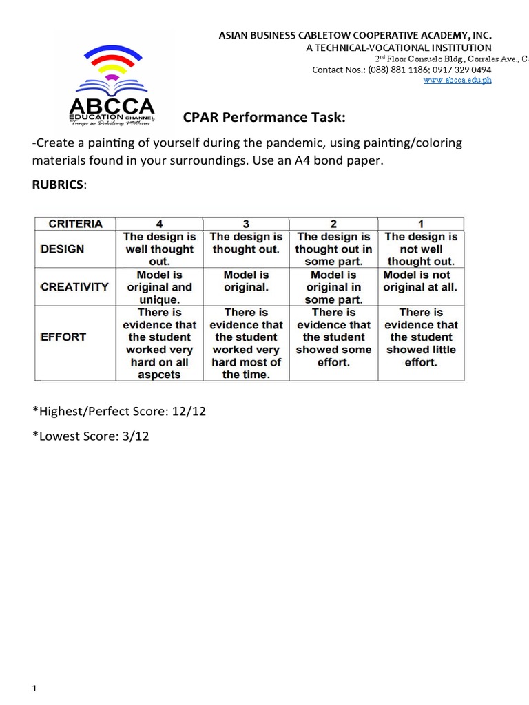 Updated CPAR-Performance Task | PDF