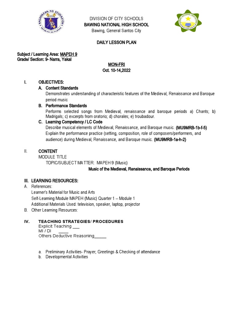 Lesson 1 Music | PDF | Baroque Music | Gregorian Chant