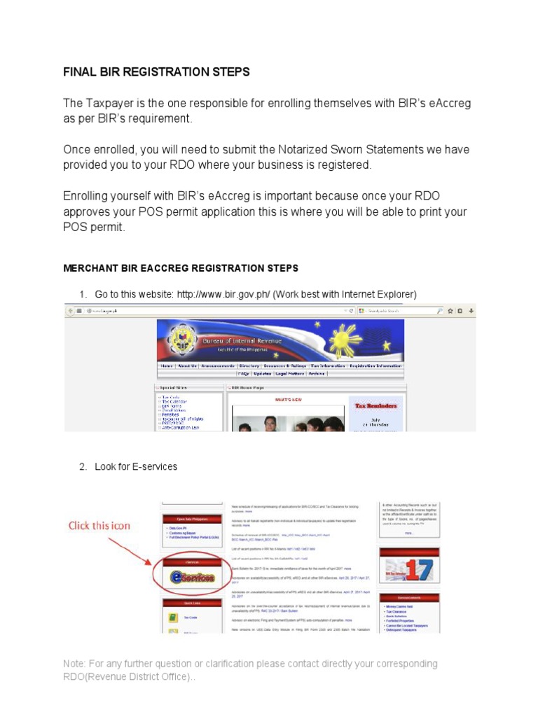 BIR eAccreg Registration Guide | PDF | Information Technology ...