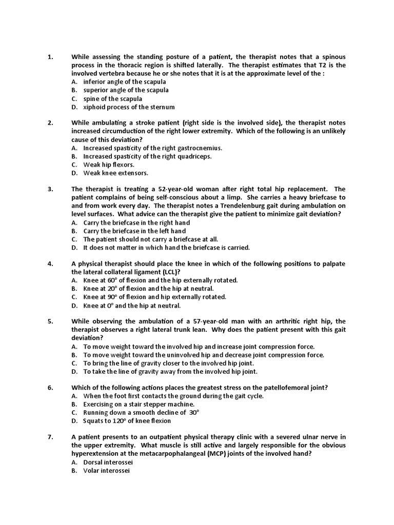 Physical Therapy Exam: Identifying Gait Deviations, Special Tests, and ...