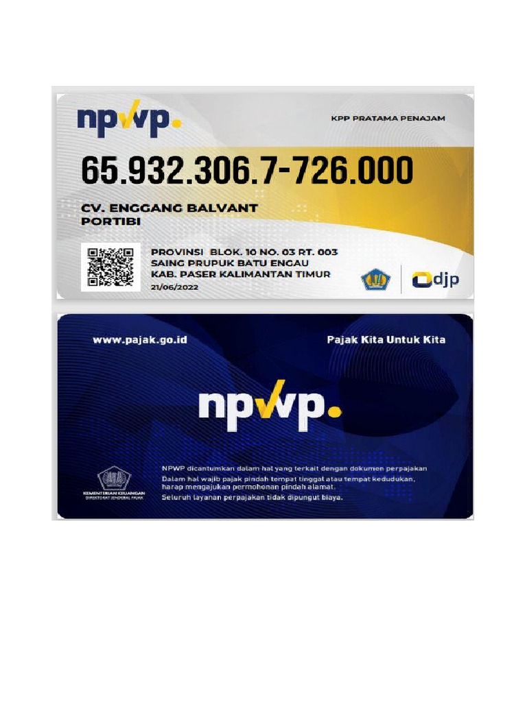 NPWP Cv. Enggang | PDF