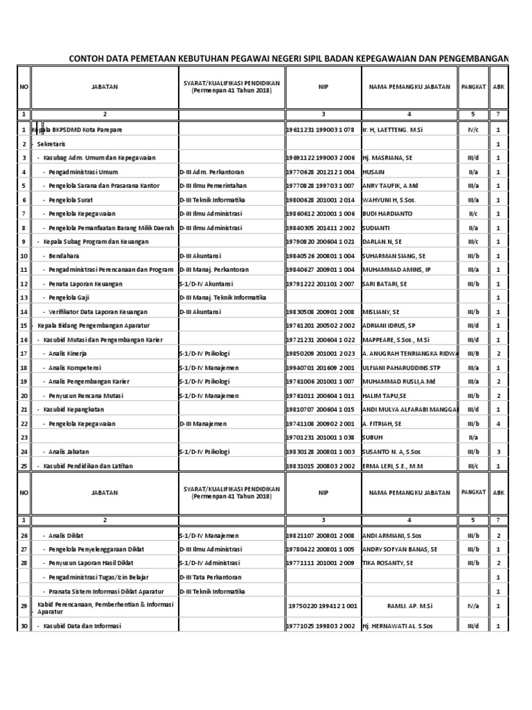 Peta Kebutuhan PNS 2019 | PDF