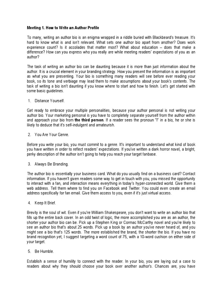 How To Write An Author Profile | PDF | Social Networking Service | Author
