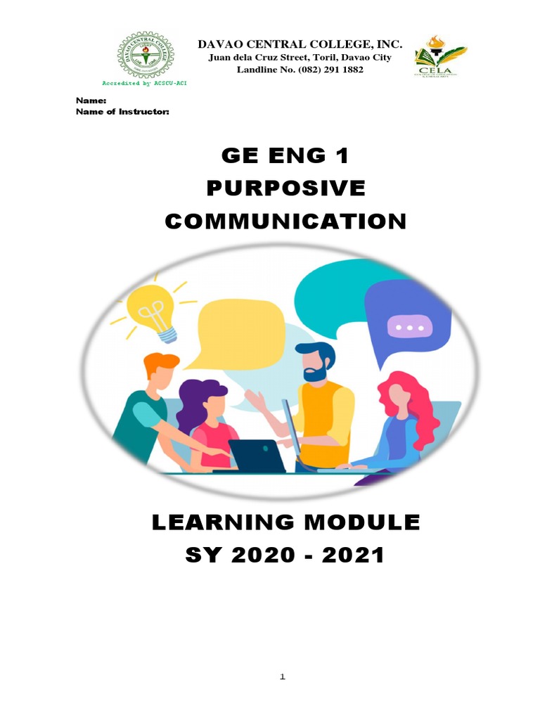 GE Eng 1 - Week 1 | PDF | Communication | Nonverbal Communication