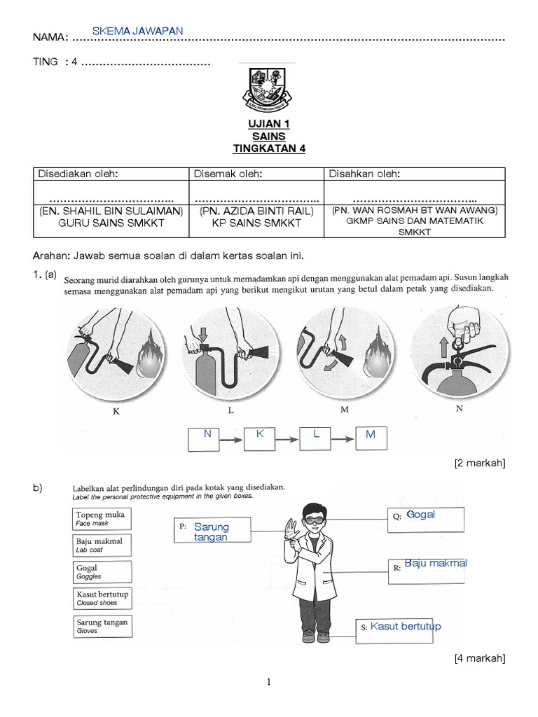 Jawapan Ujian 1 Sains Ting 4 | PDF
