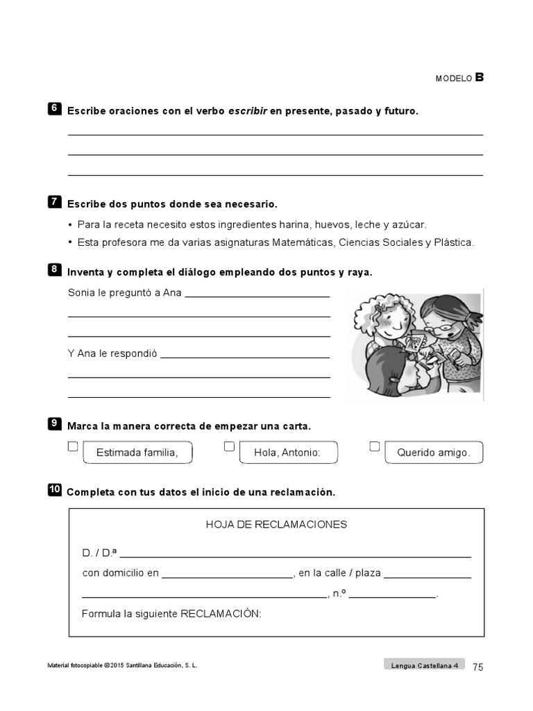 Modelo: Material Fotocopiable © 2015 Santillana Educación, S. L | PDF ...
