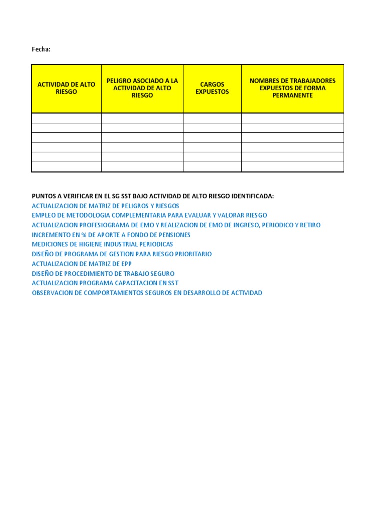 4 MODELO REAL Formato Listado Personal Actividades Alto Riesgo (Decreto ... 4 MODELO REAL Formato Listado Personal Actividades Alto Riesgo (Decreto ...