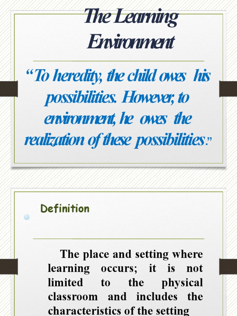 THE LEARNING ENVIRONMENT | PDF | Learning | Classroom