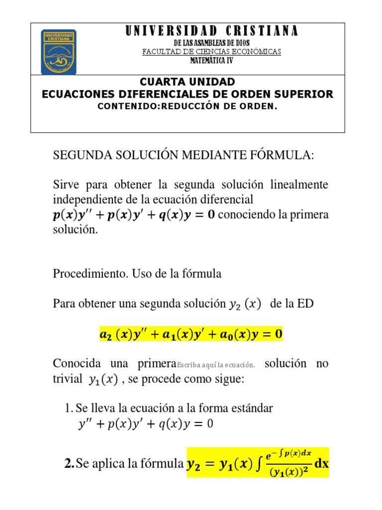 Reducción de Orden 202022) | PDF | Integral | Ecuaciones