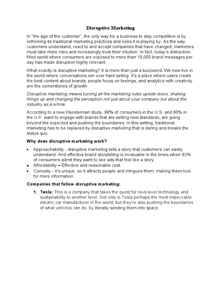 Disruptive Marketing | PDF | Marketing | Brand