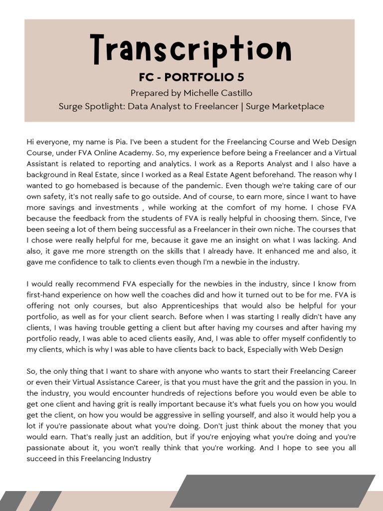 Transcription Sample Work | PDF | Career & Growth