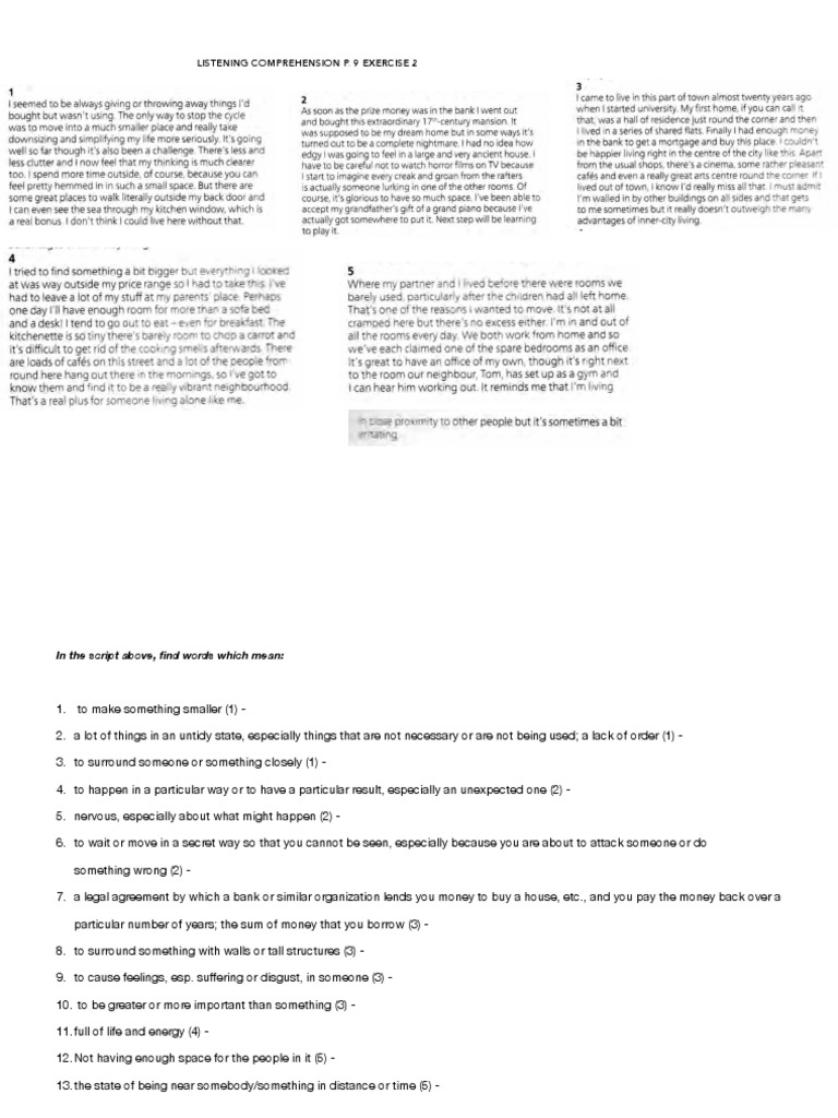 Unit 1 Listening - Vocab | PDF