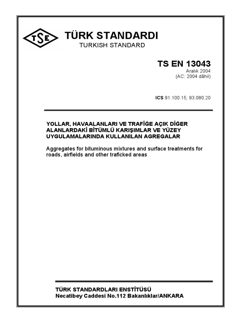 TS en 13043 Agrega-Yol-Havaalani | PDF