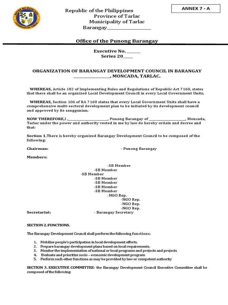 Barangay Development Council Resolution | PDF | Government | Justice