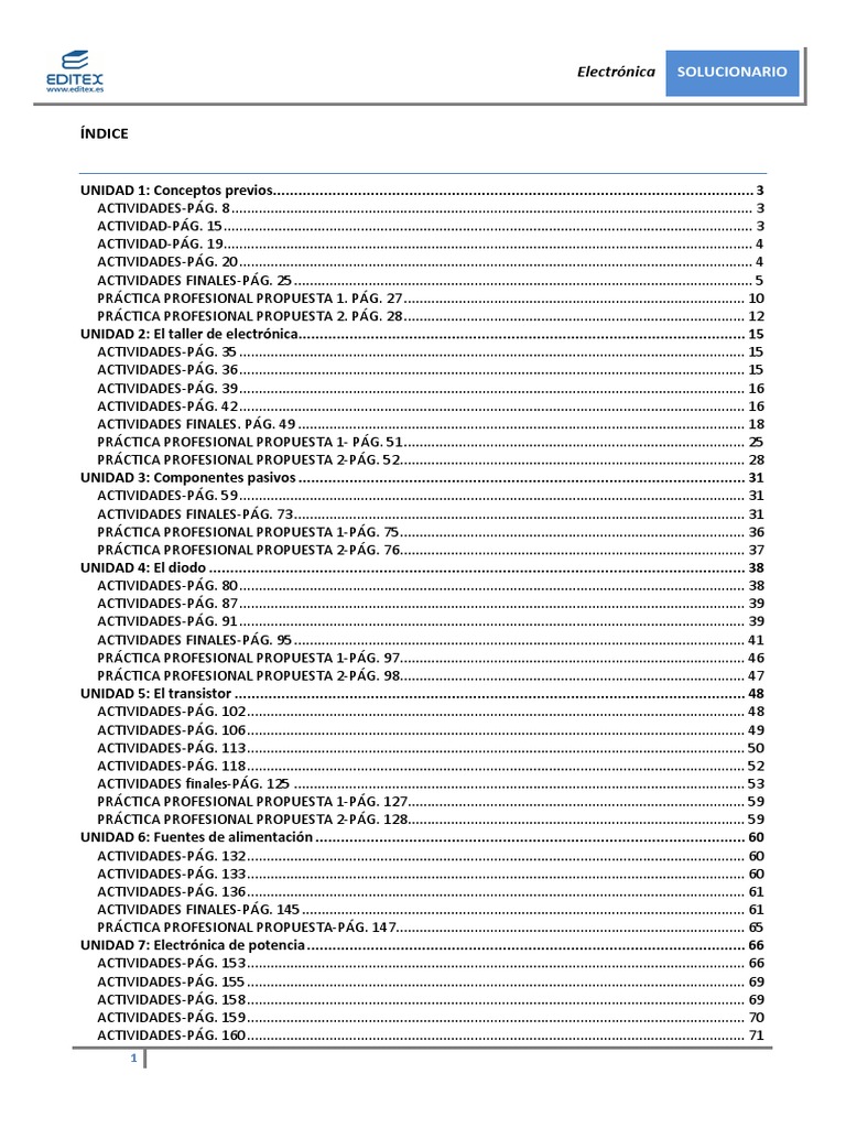Solucionario Electronica Editex | PDF