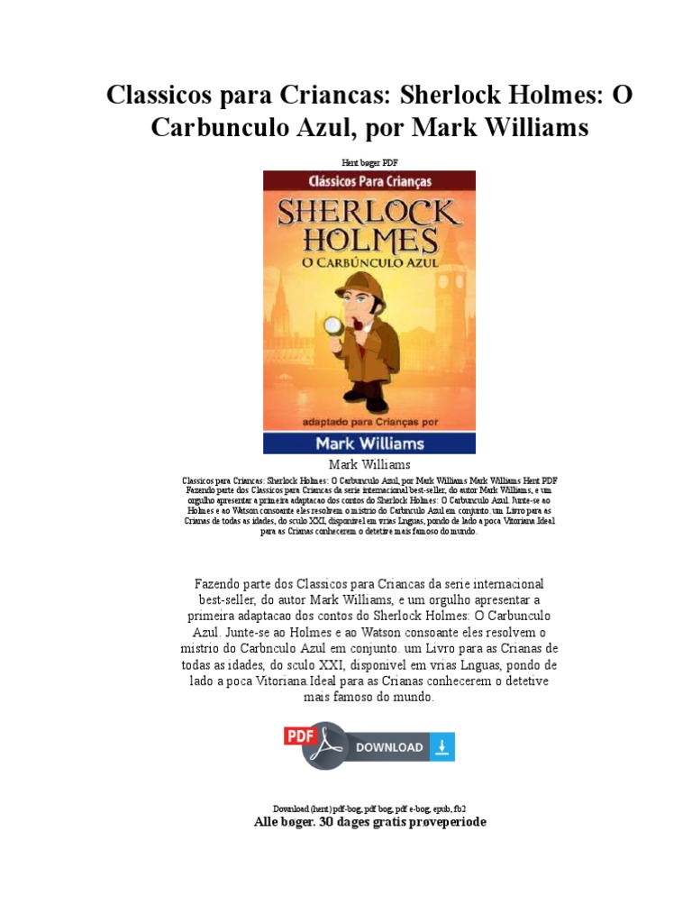 Classicos para Criancas Sherlock Holmes o Carbunculo Azul Por Mark ...