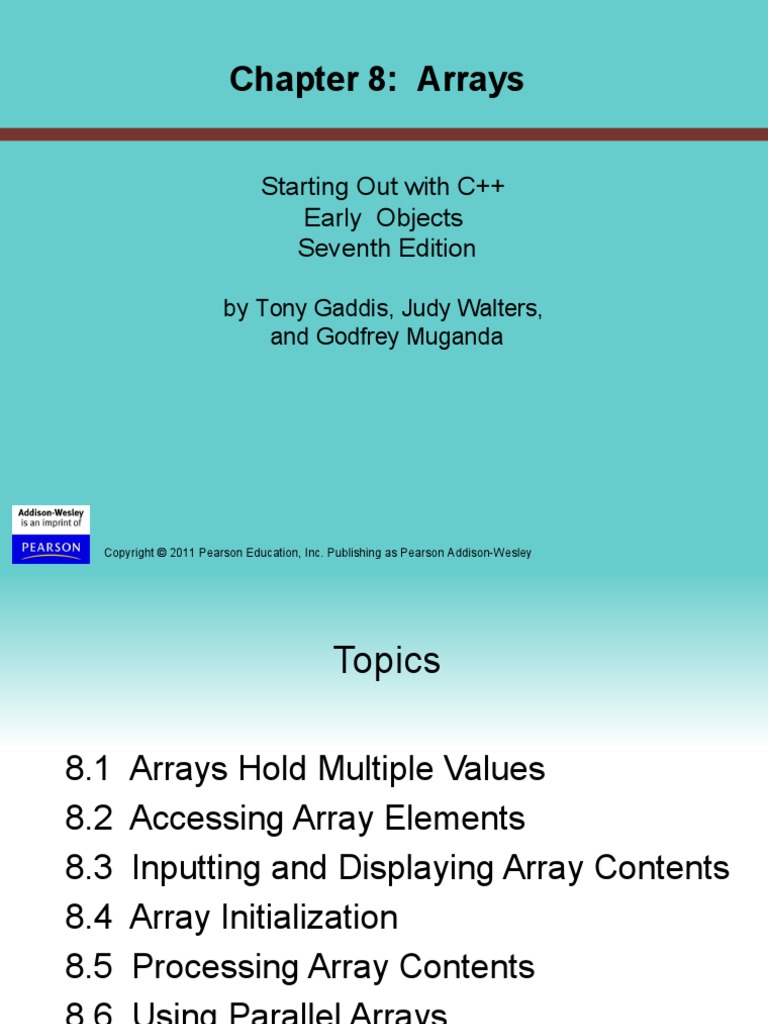 Chapter08 Arrays Pdf Array Data Structure Parameter Computer Programming